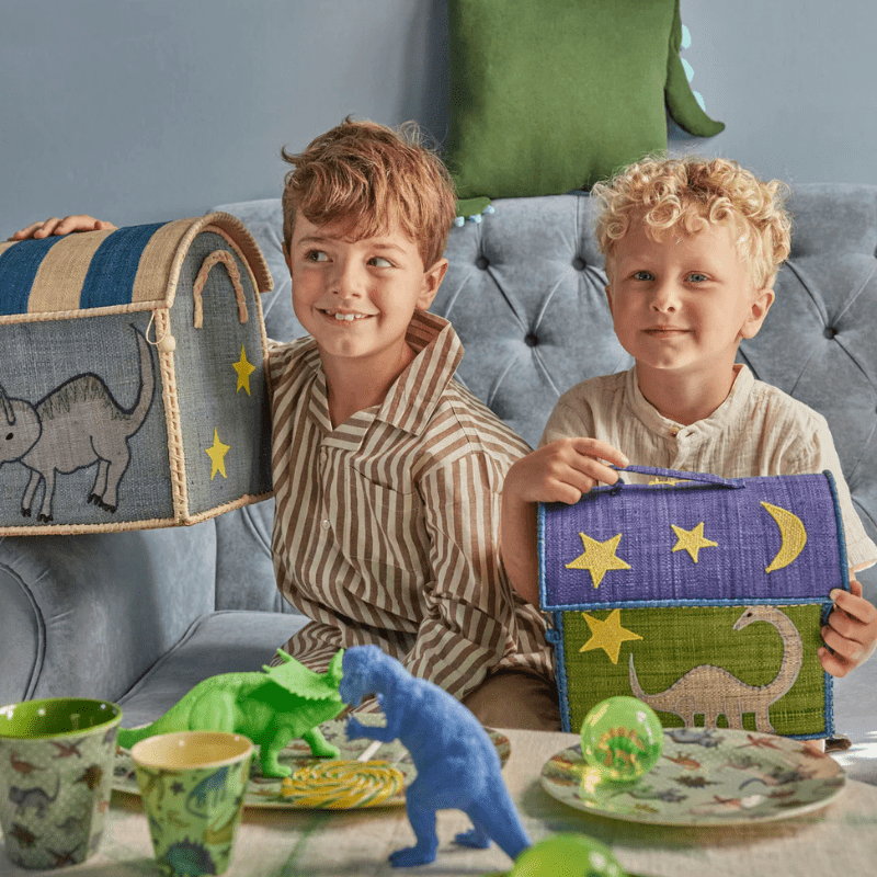 Raffia Kids Storage House Bag | Dinosaur by Rice – Maude Kids Decor